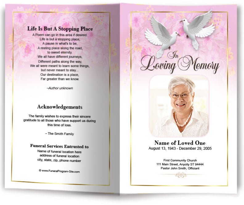 Diseño de plantilla para programa funerario de Double Doves – The ...