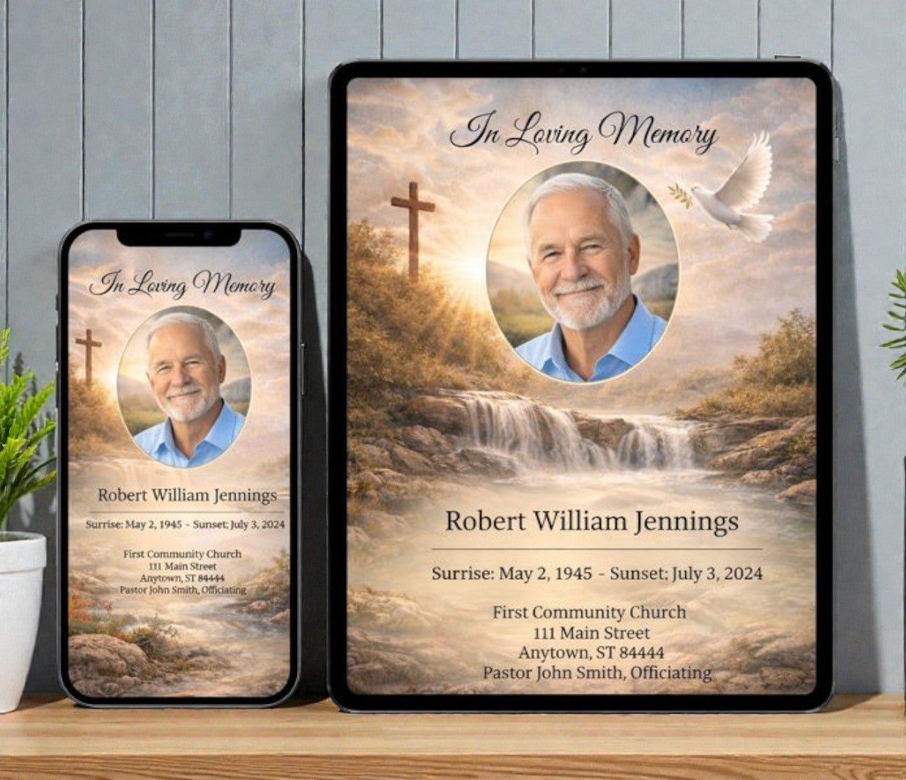 Golden Skies Digital Funeral Program Template - Funeral Program Site ...